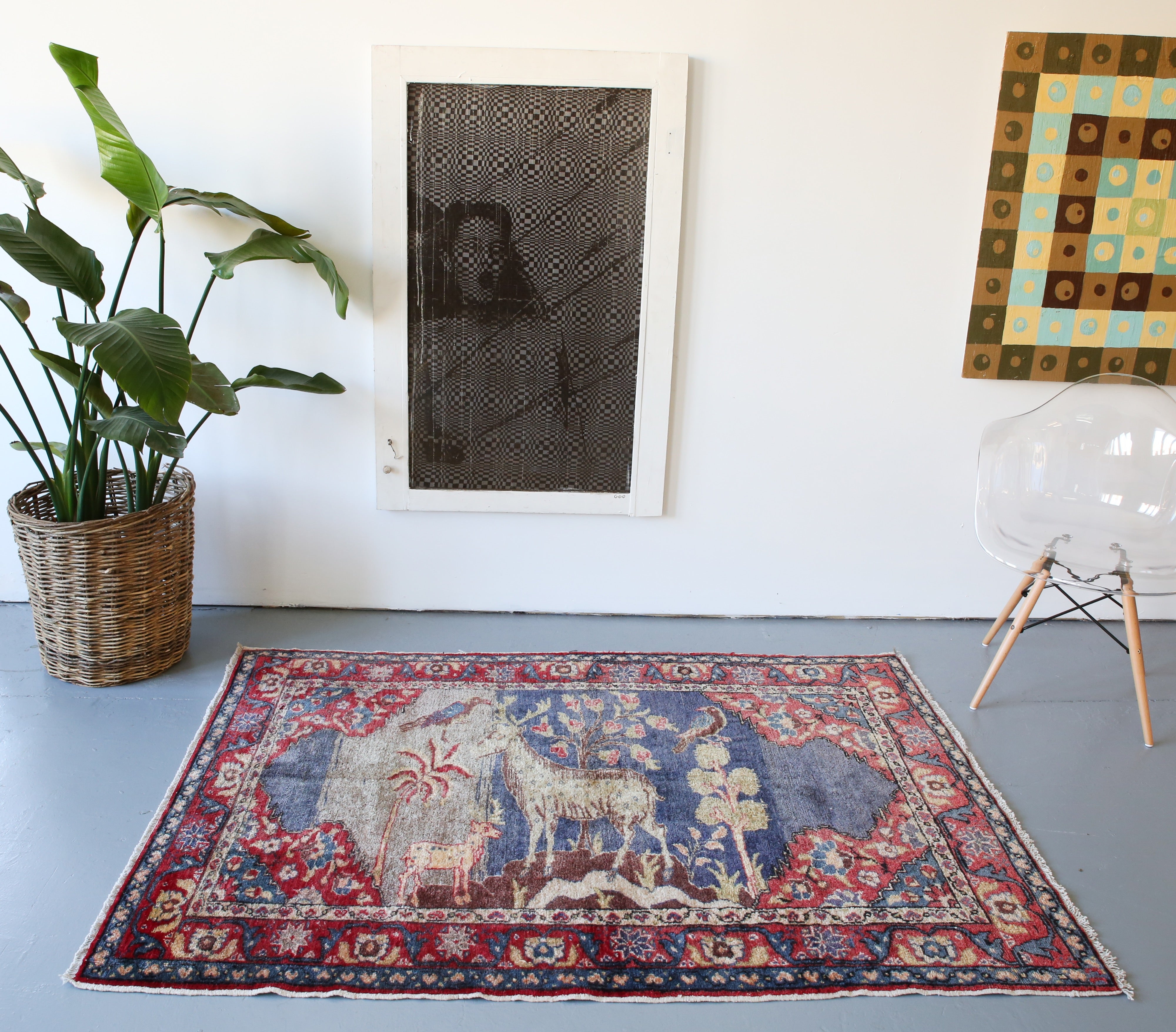 Vintage Anatolian Rug 4.4ftx6ft